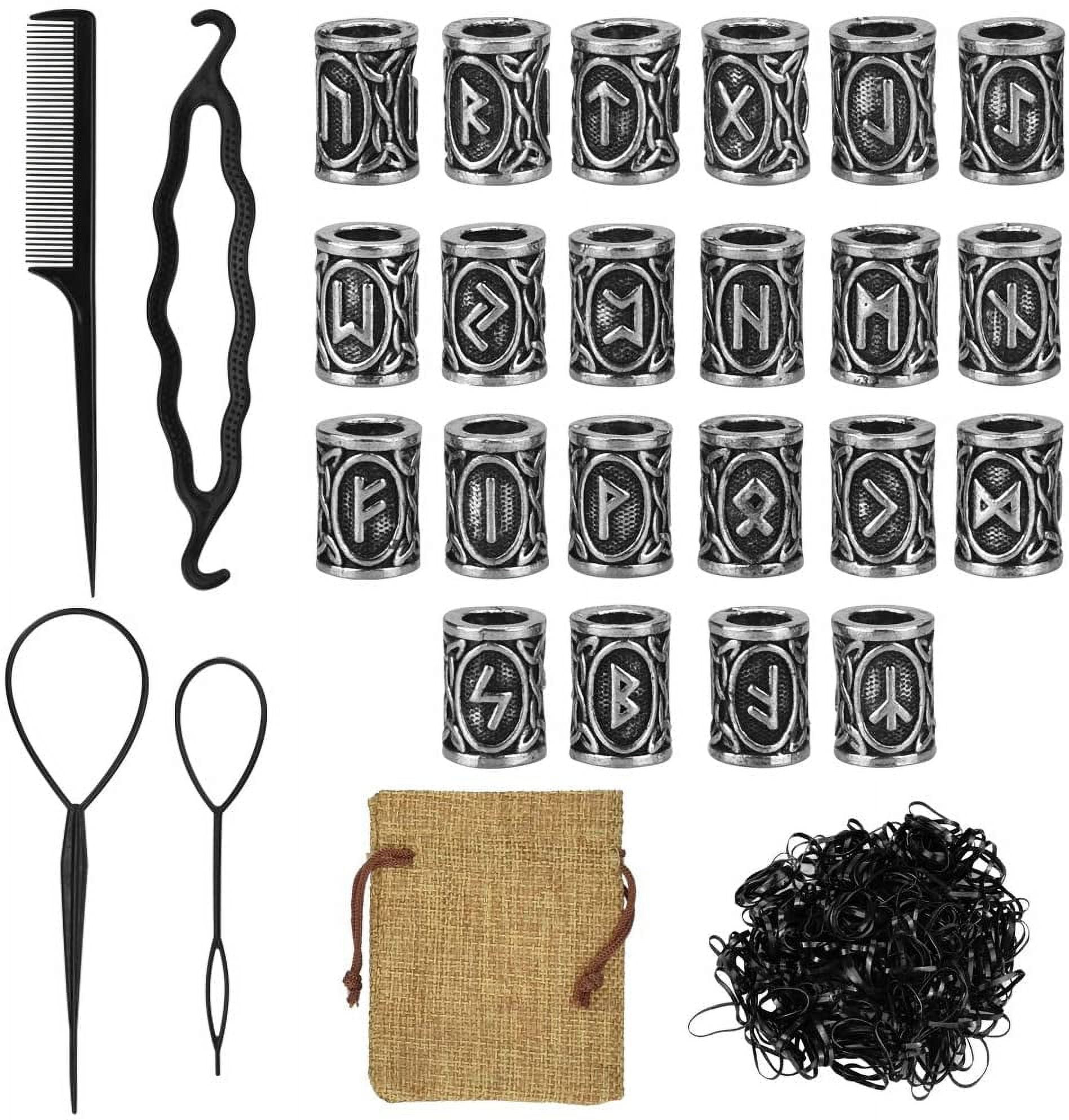 BUZIFU Beard Beads for Men 24 Piece Vikings Runes Beads Norse Dreadlock ...