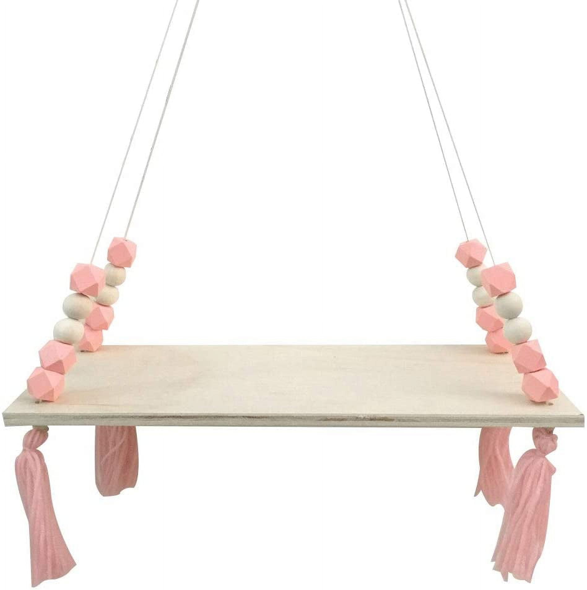 BUZIFU Hanging Swing Shelf, Wooden Display Floating Wall Hanging Rope ...