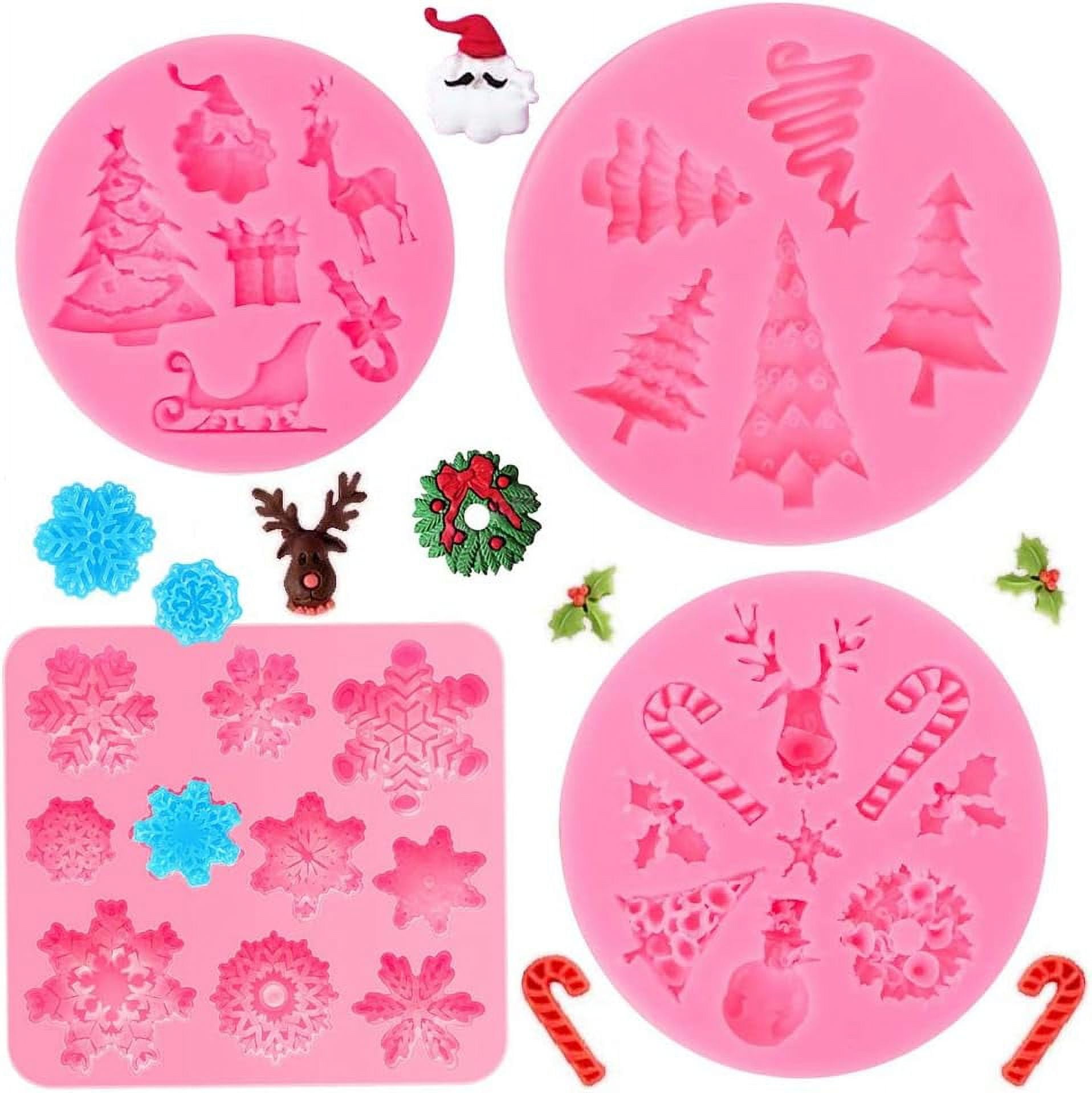 BUZIFU Silicone Fondant Cake Moulds Xmas Molds 3D Snowflake Christmas ...