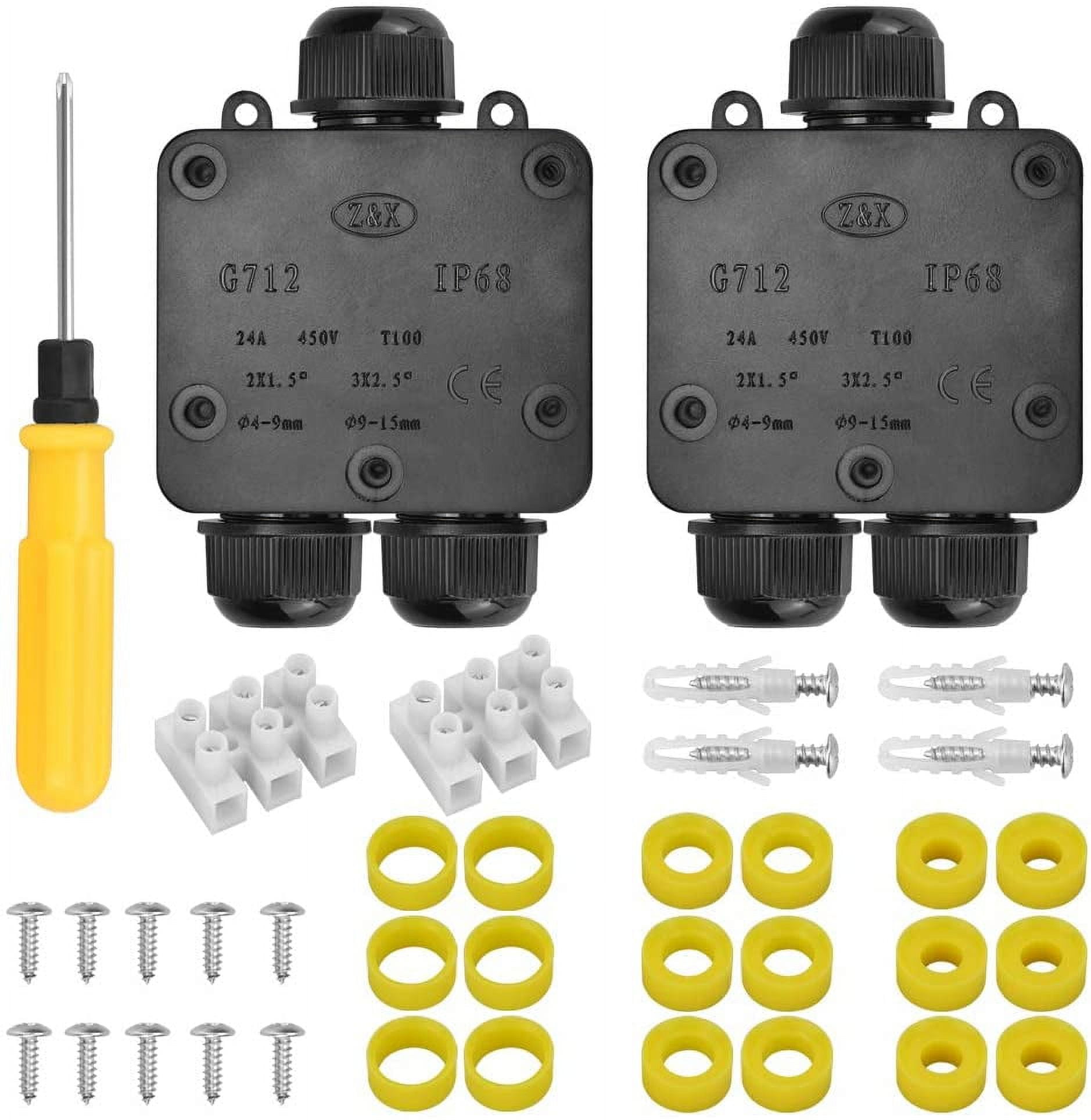 BUZIFU Waterproof Junction Box,IP68 3 Way Junction Box,2 Pack ...