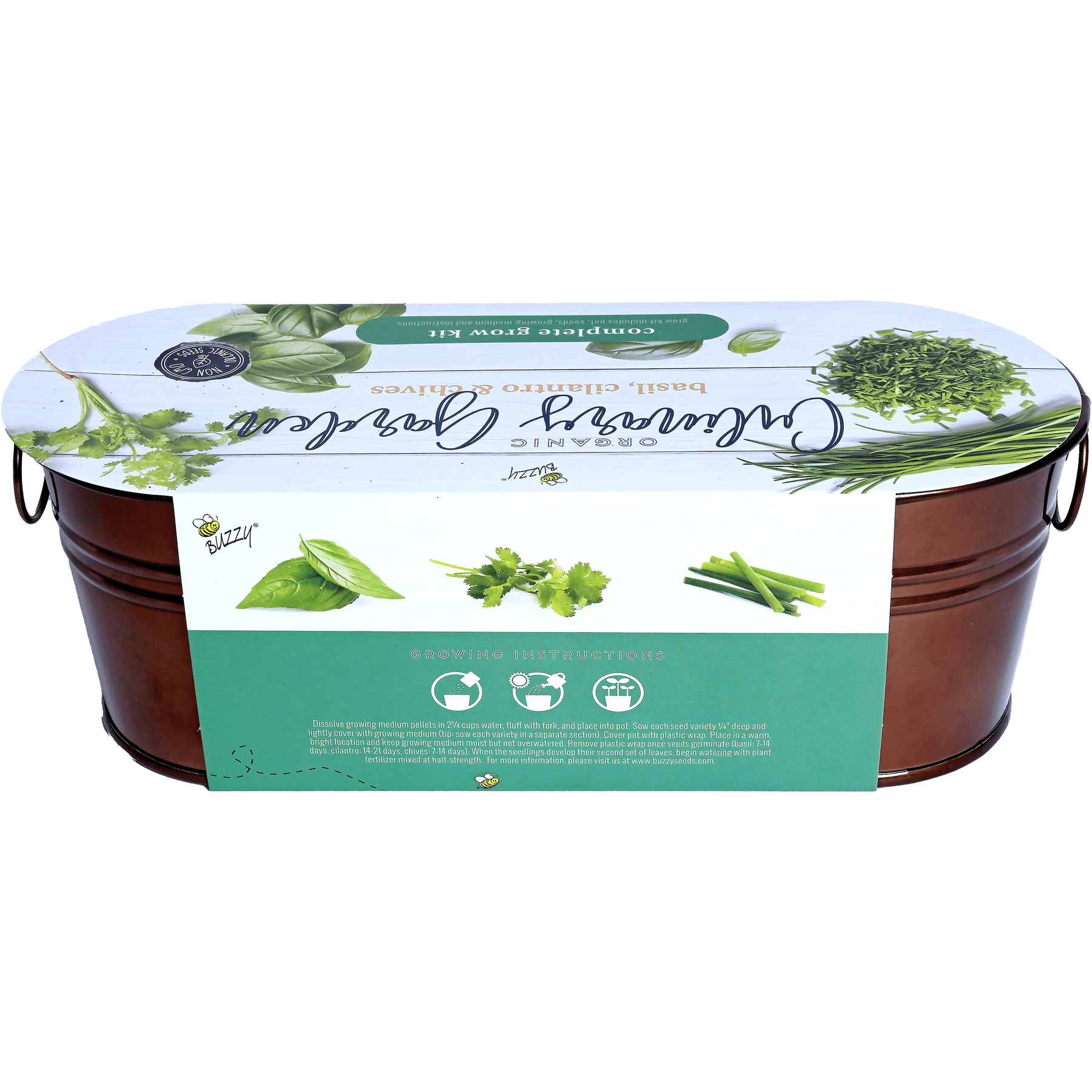 Buzzy Seeds Organic Culinary Windowsill Grow Kit Indoor Seed Starter ...