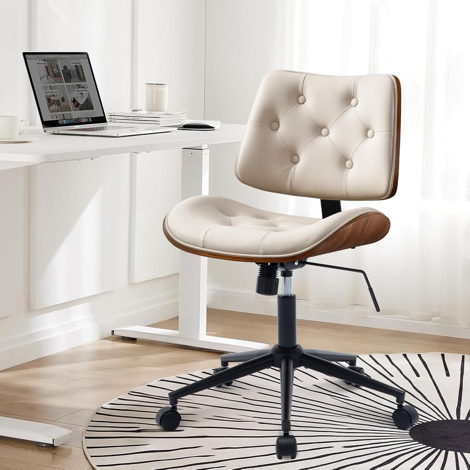 BV Armless Chair with Wheels 360 Swivel Chair Arms Height Adjustable ...