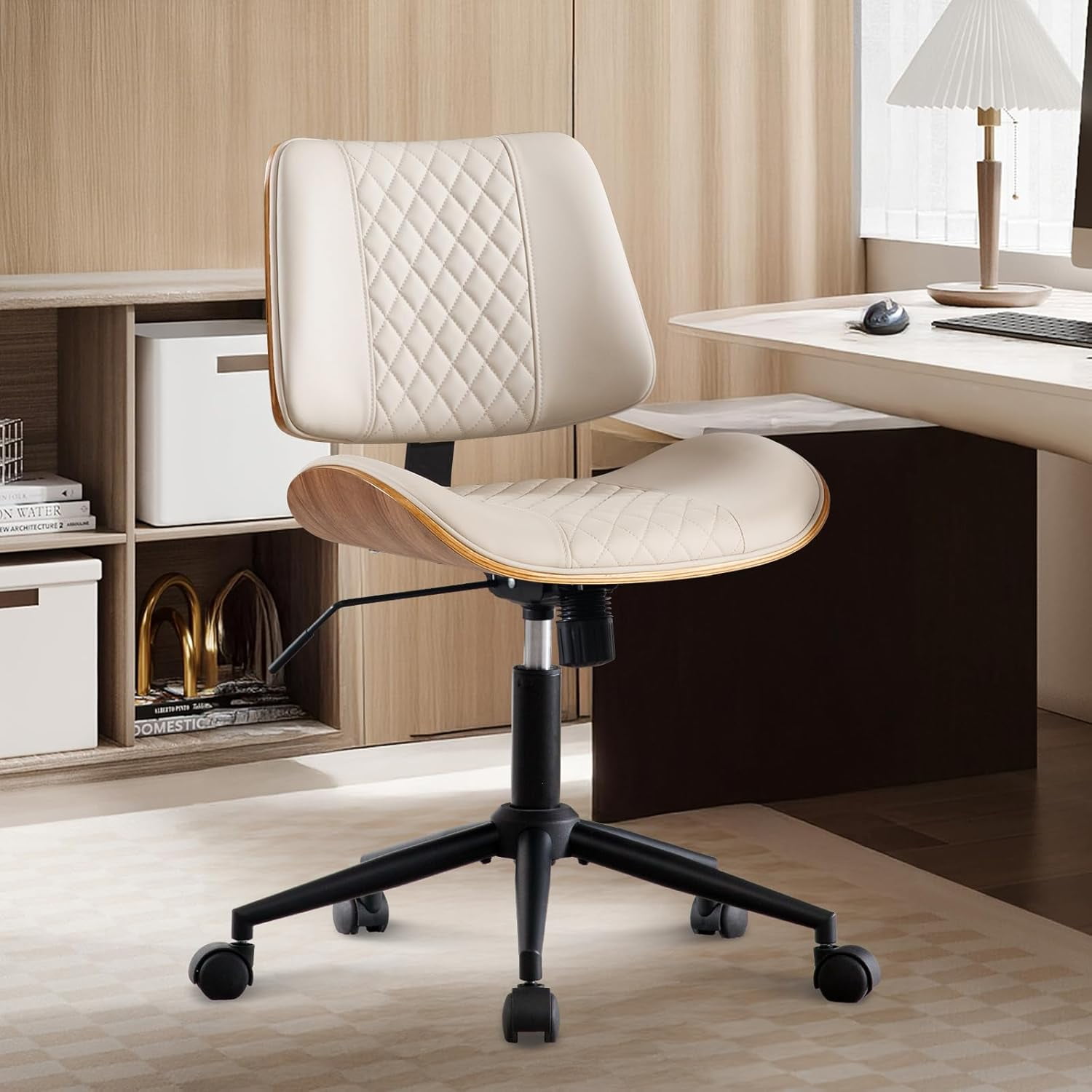 BV Home Office Chair No Arms with Wheels, Armless Small Desk Chair,Task ...