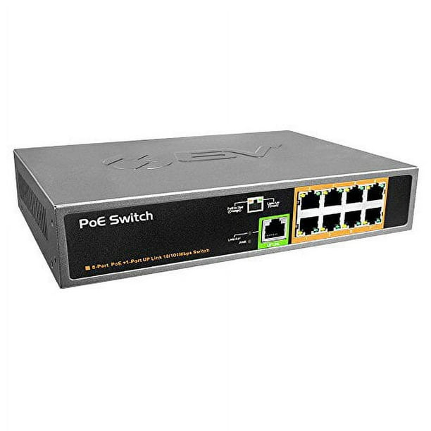 BV-Tech 8 Port PoE Unmanaged Switch + 1 Ethernet Uplink - 150W - 802 ...