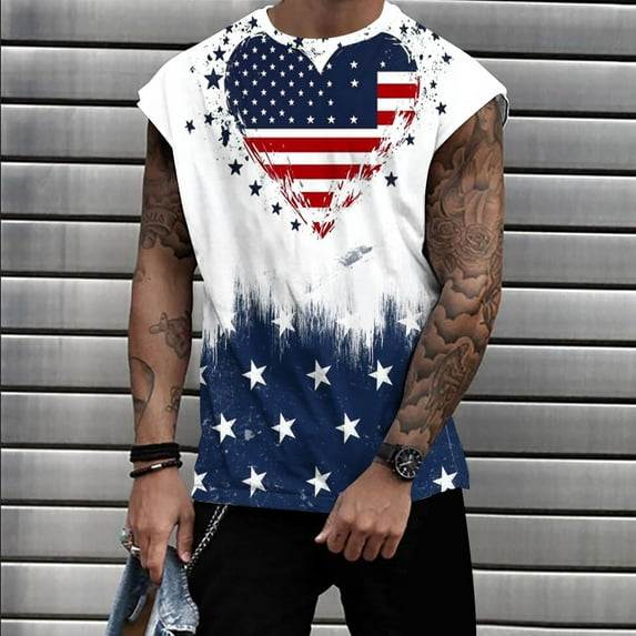 BV0FAR 1776 Tank Tops for Men Funny American Flag Print Muscle Shirts ...