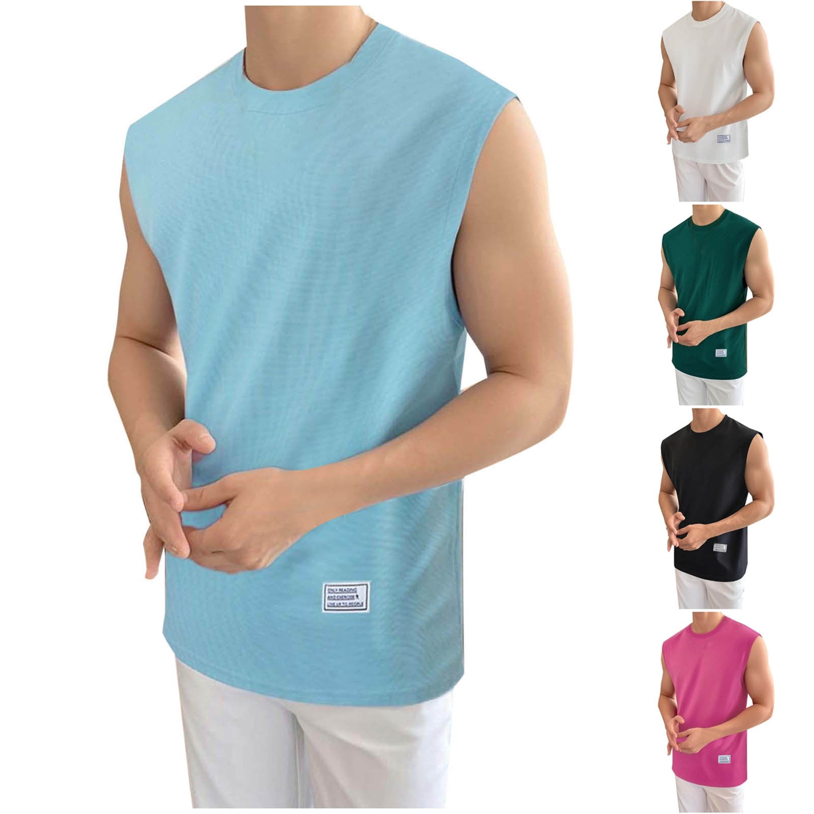 BV0FAR Summer Casual Tank Tops for Men Sleeveless Waffle Kint Workout ...