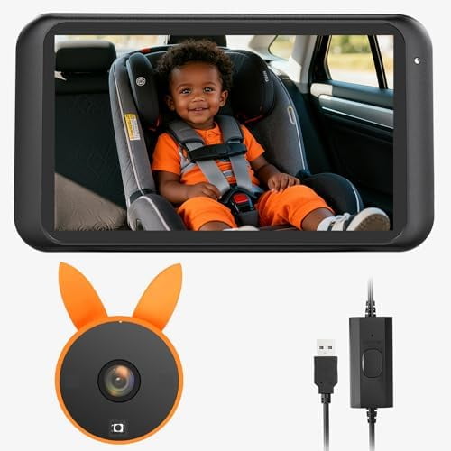 BV2 Camera Plug-Play, 4.5" 1080P Easy Setup Backseat Camera with ...