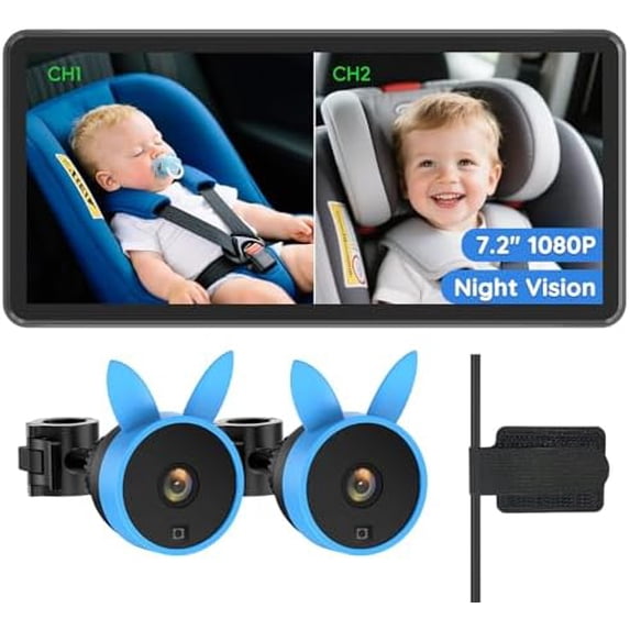 BV3PRO Dual Camera for 2 Boys, 7.2" 1080P Split Screen, Clear IR Night ...