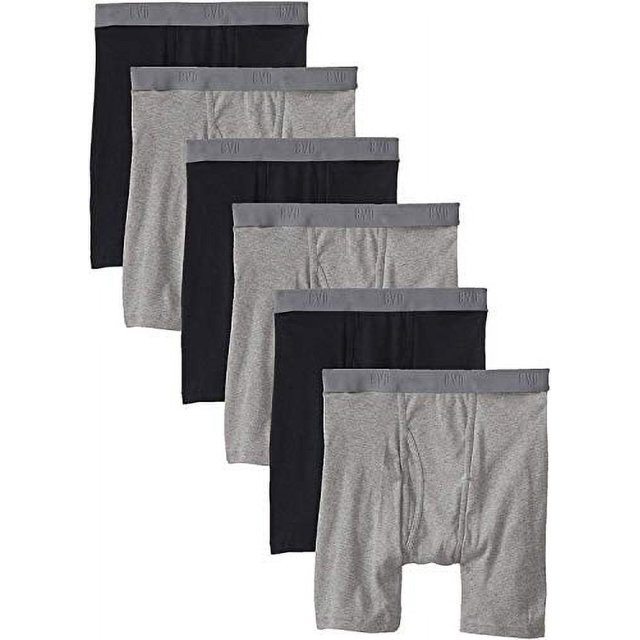 BVD Men's 6 Pack Black/Grey Boxer Brief - Ultra Plush Waistband ...