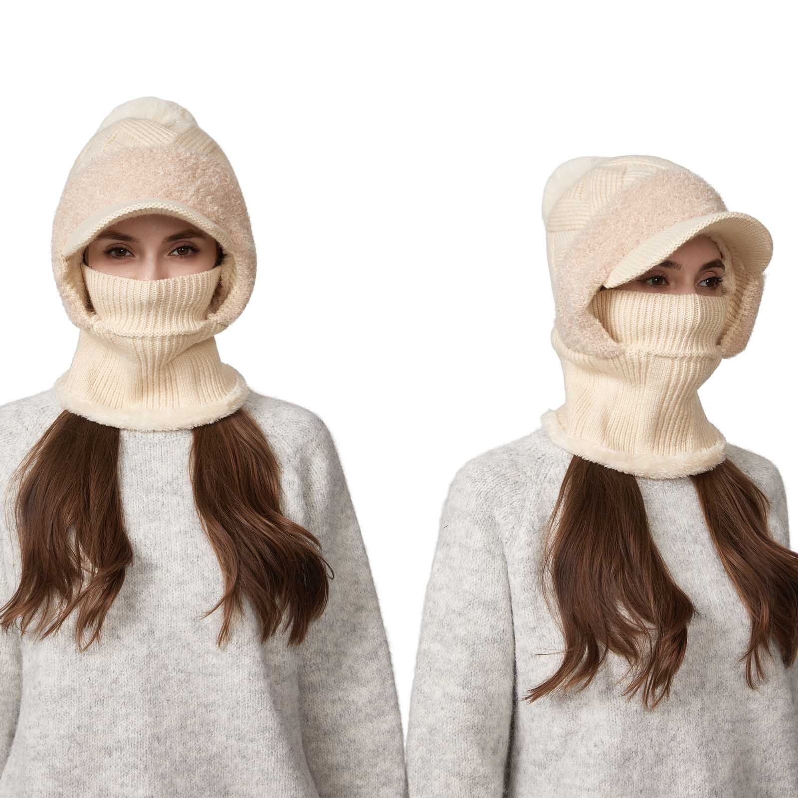 BVEBJDX Balaclava Ski Hat Wind-Resistant Hat Cap Scarf for Women and ...