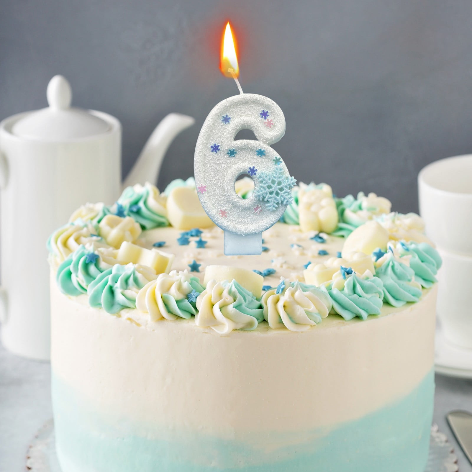BVEBJDX Ice and Snow Digital Candles Snowflake Cake Labels Children's ...
