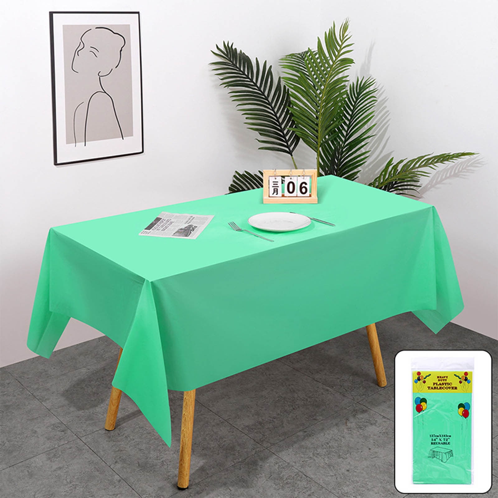 BVEBJDX Large Plastic Rectangle Table Cover Cloth Wipe Clean Party ...