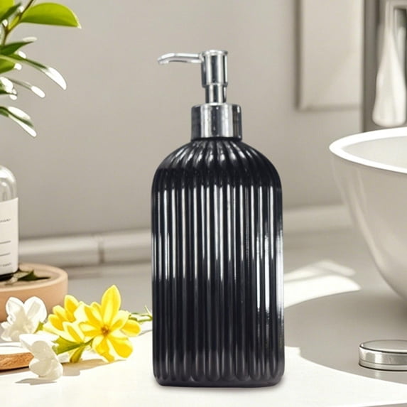 BVEBJDX Luxurious VerticalStriped Shampoo Bottles Glass Dispenser ...