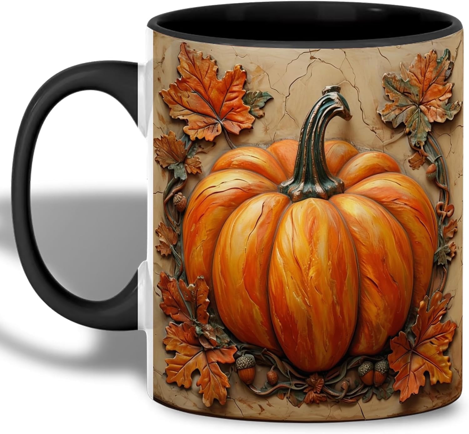 BVEBJDX Rustics Pumpkin With Autumns Leaves Designs Coffee Mug Fall ...
