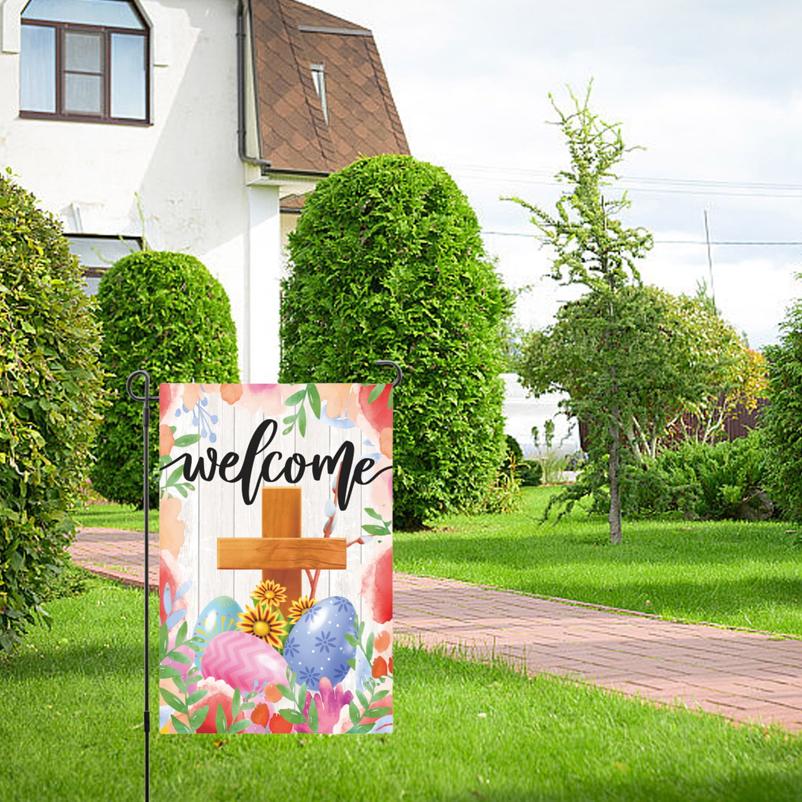 BVEBJDX Spring Summer Easter Tulip Welcome Garden Flag Colorful Floral ...