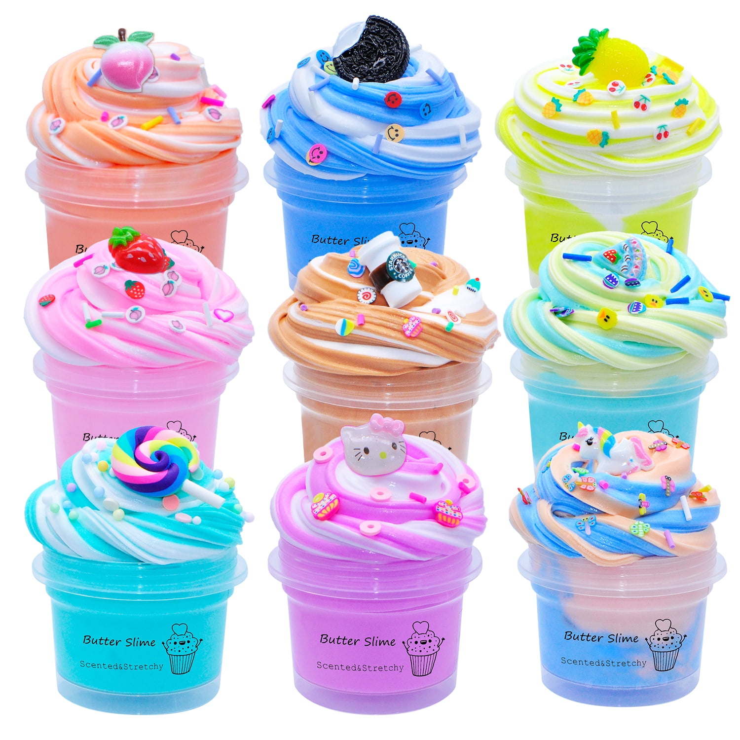 Walmart 9 Pack Fruit Dessert Butter Slime Kit, DIY Toy for Kids, Stress ...