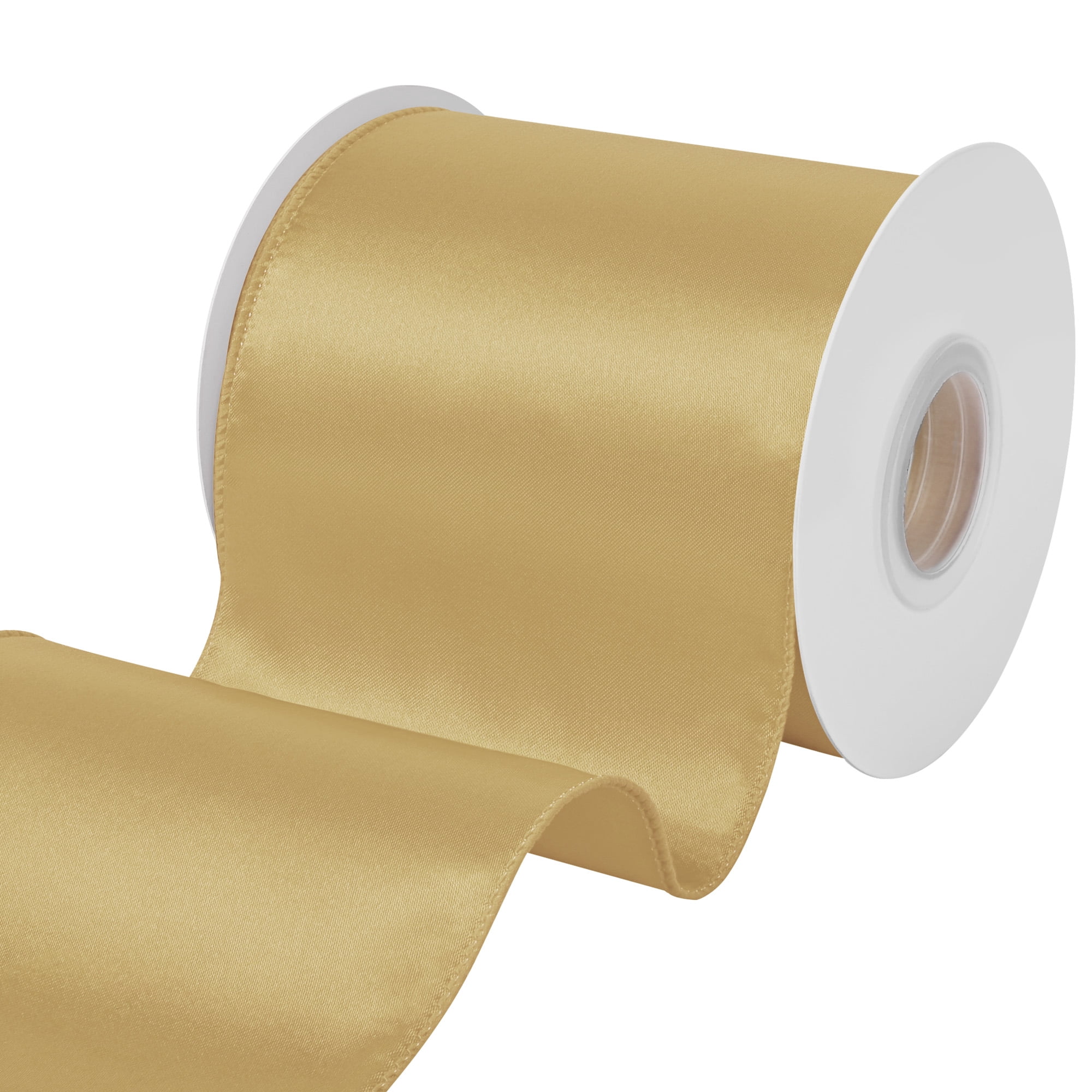 BVIEAKDA 4 Inch x 10 Yards Champagne Gold Double Faced Satin Wired ...