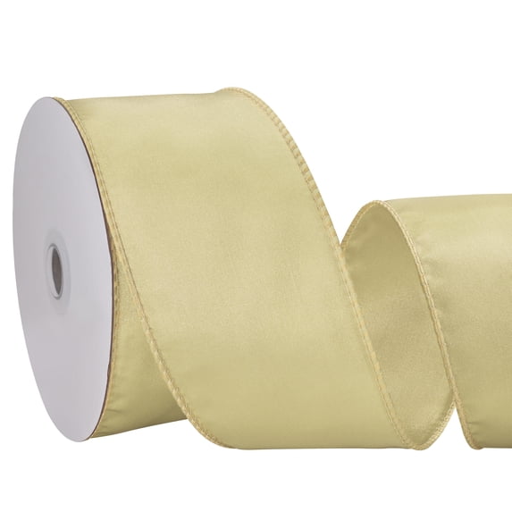 BVIEAKDA Light Champagne Double Faced Satin Wired Ribbon - 2.4 Inch x ...
