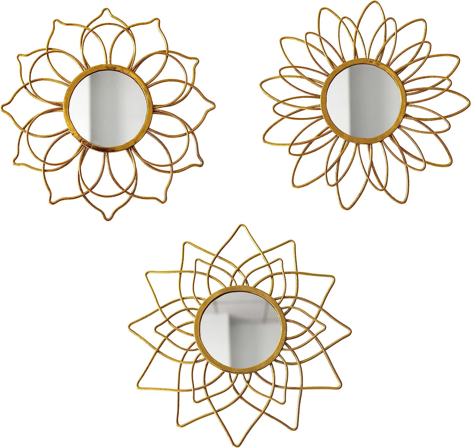 BVLFOOK Champagne Gold Round Mirrors Set for Living Room Wall Decor ...