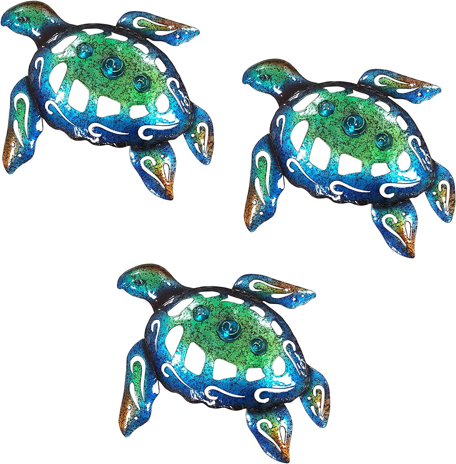 BVLFOOK Sea Turtle Wall Decor, Metal Beach Coastal Ocean Decoration ...