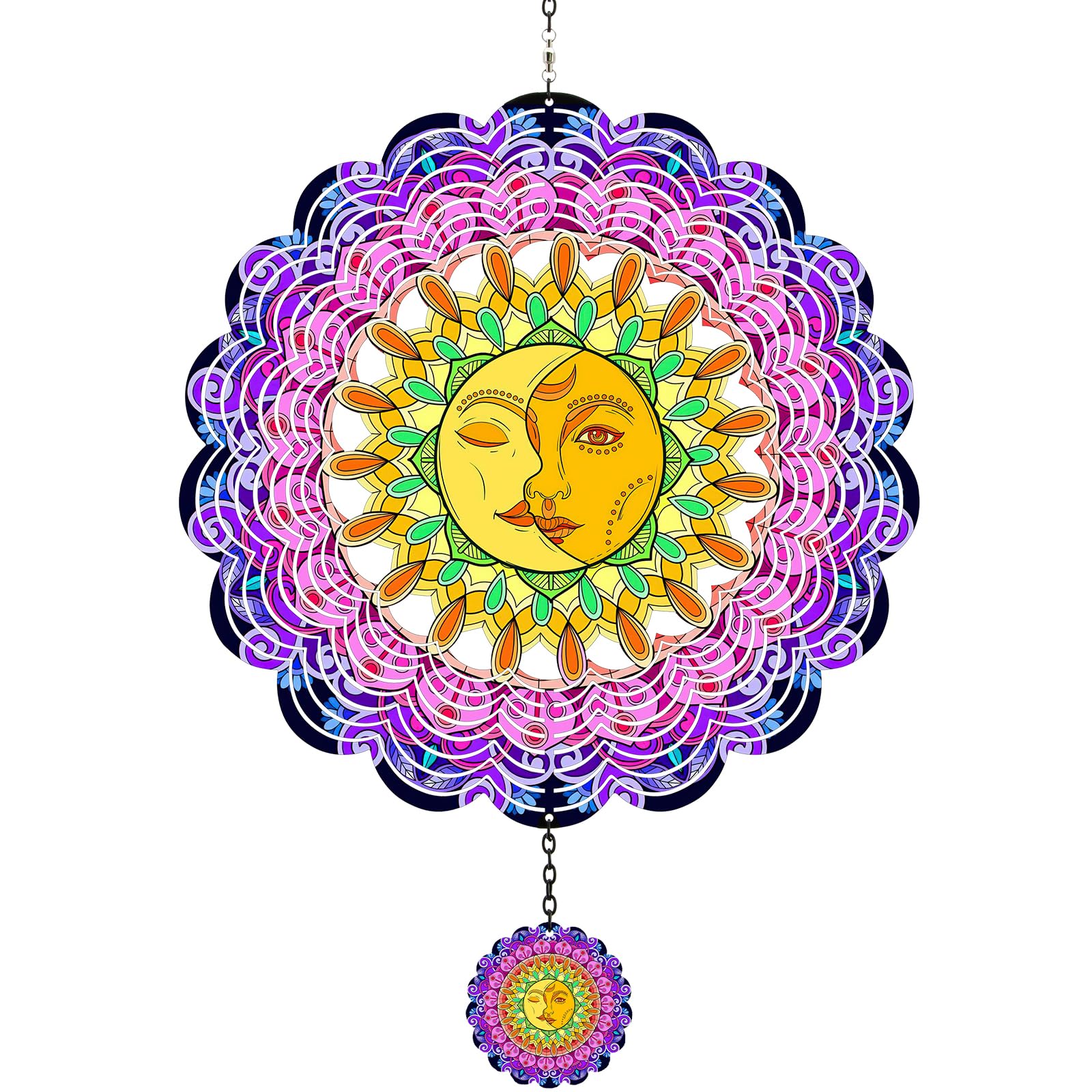 BVLFOOK Sun&Moon Metal Wind Spinner Outdoor, Stainless Steel Wind ...