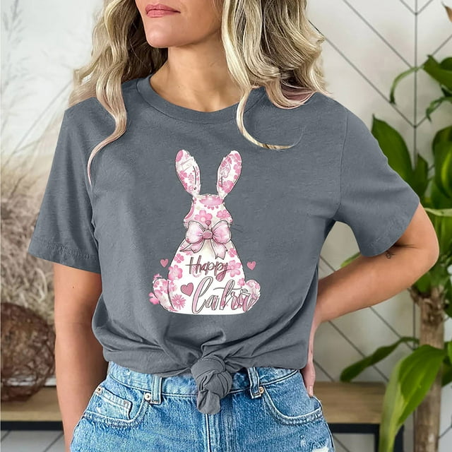 BVOFAR 2025 Happy Easter Shirts for Women Funny Cute Bunny Rabbit ...