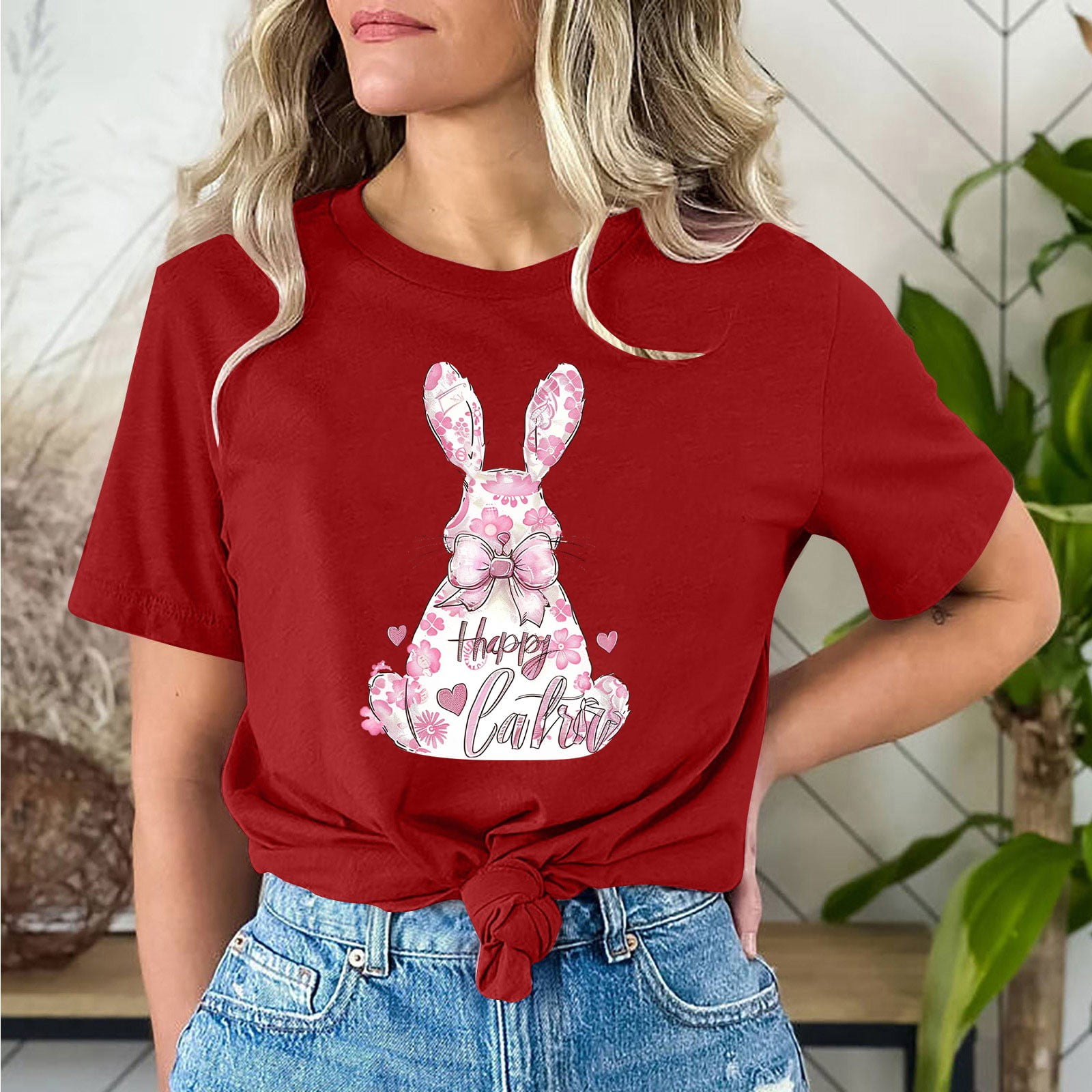BVOFAR 2025 Happy Easter Shirts for Women Funny Cute Bunny Rabbit ...