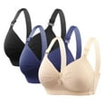 Bvofar 3 Pcs Bras For Older Women Comfy Cotton Bra Full Coverage