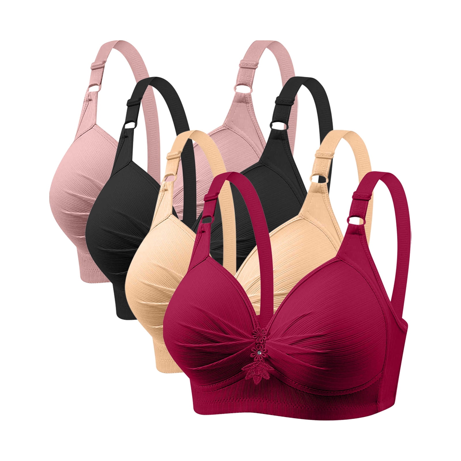 BVOFAR 4 Pack Bras for Women No Underwire Push Up Bralette 2025 ...