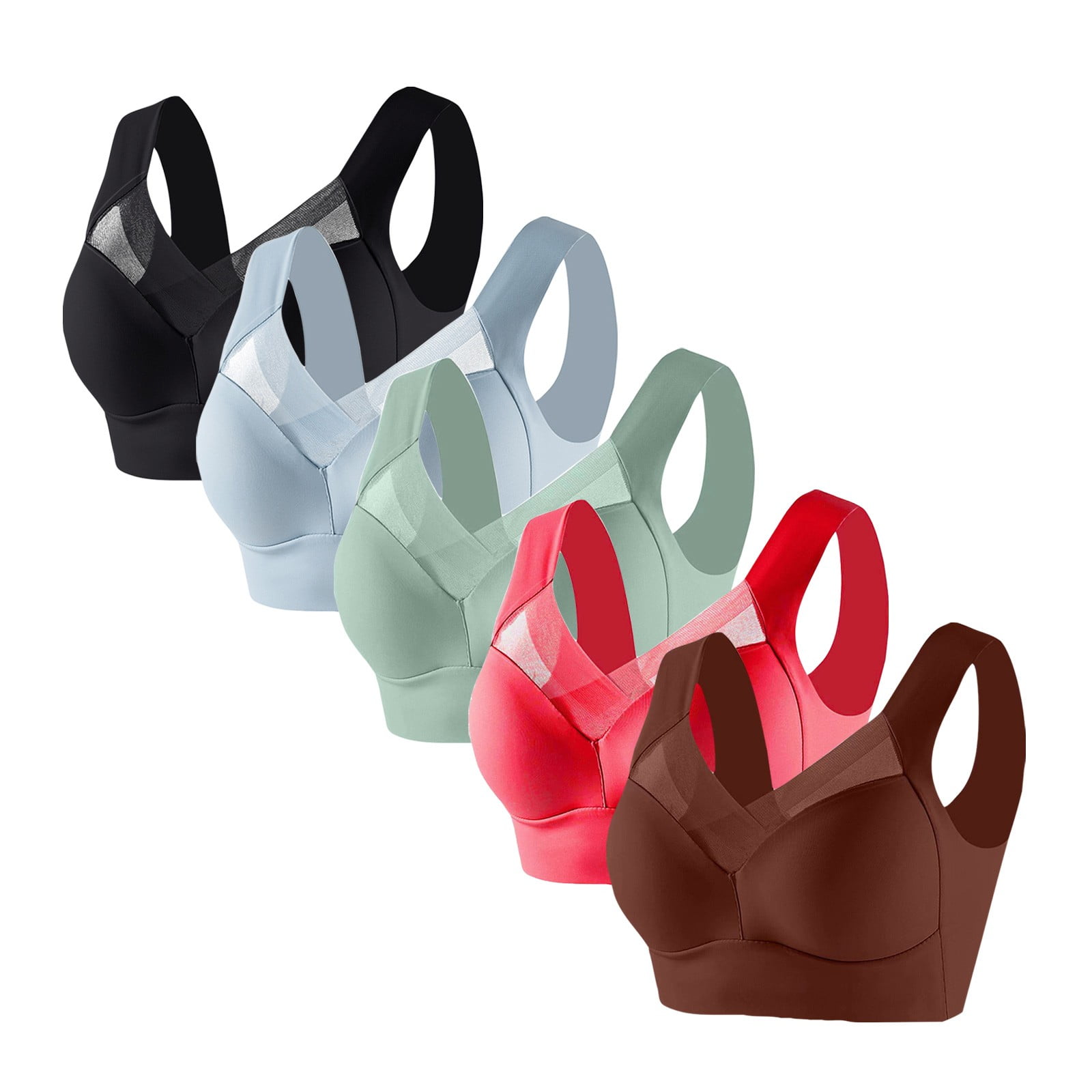 BVOFAR 5 Pack Seamless Push Up Wireless Bras for Women Posture ...