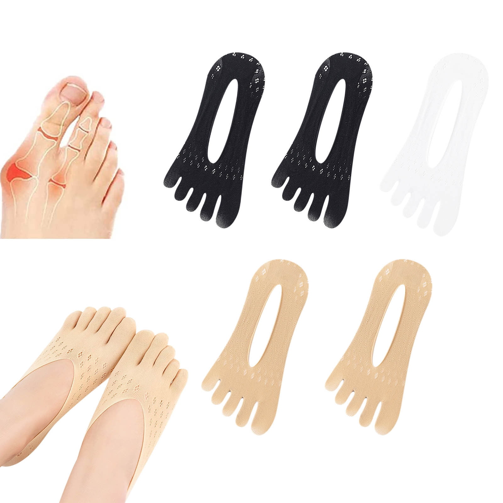 BVOFAR 5 Pair Bunion Relief Socks, Toe Alignment Socks, Compression Toe ...