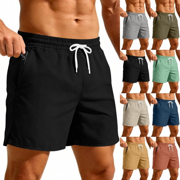 BVOFAR Athletic Shorts for Men with Zipper Pockets Drawstring Running ...