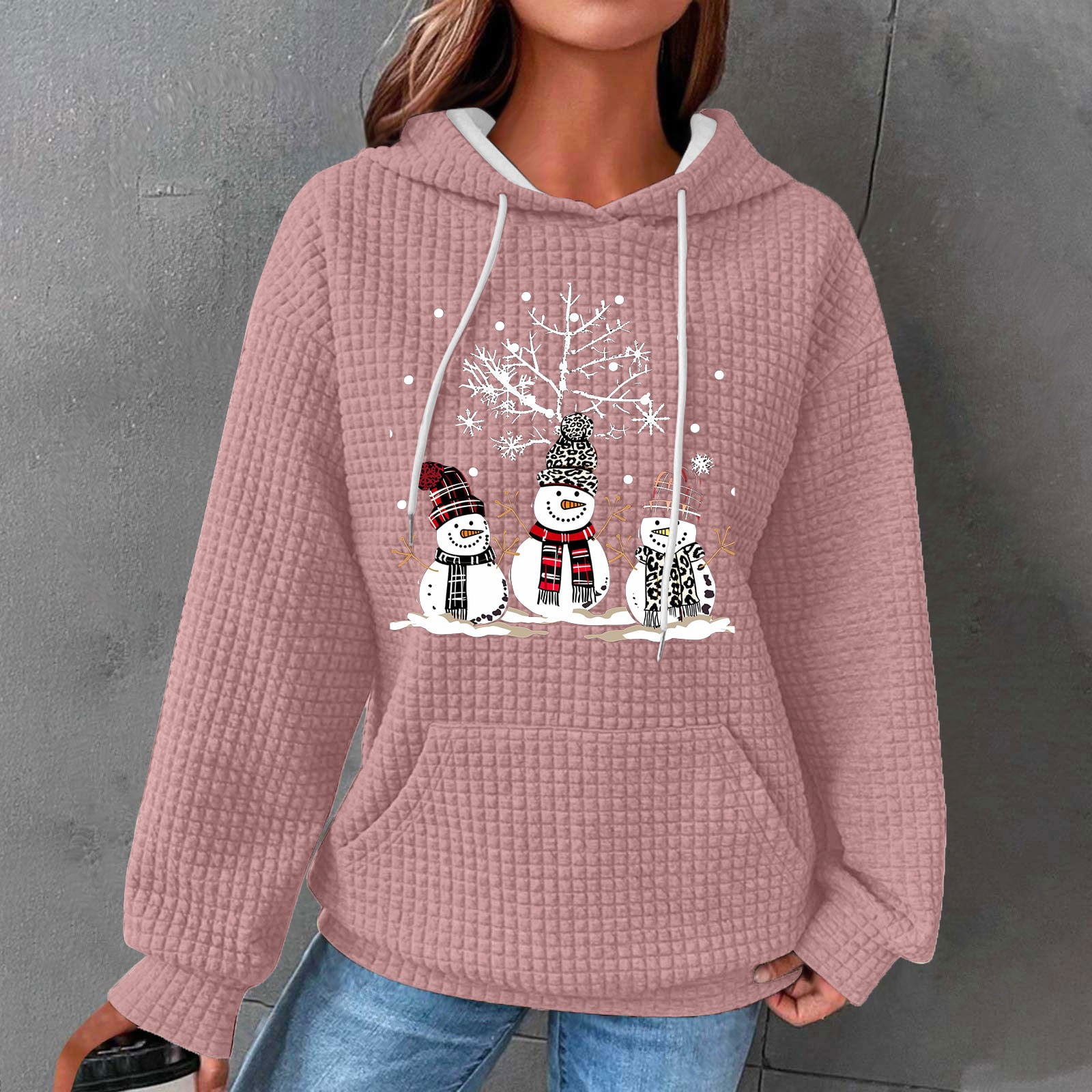 BVOFAR Christmas Sweatshirts for Women Vintage Waffle Knit Oversized ...