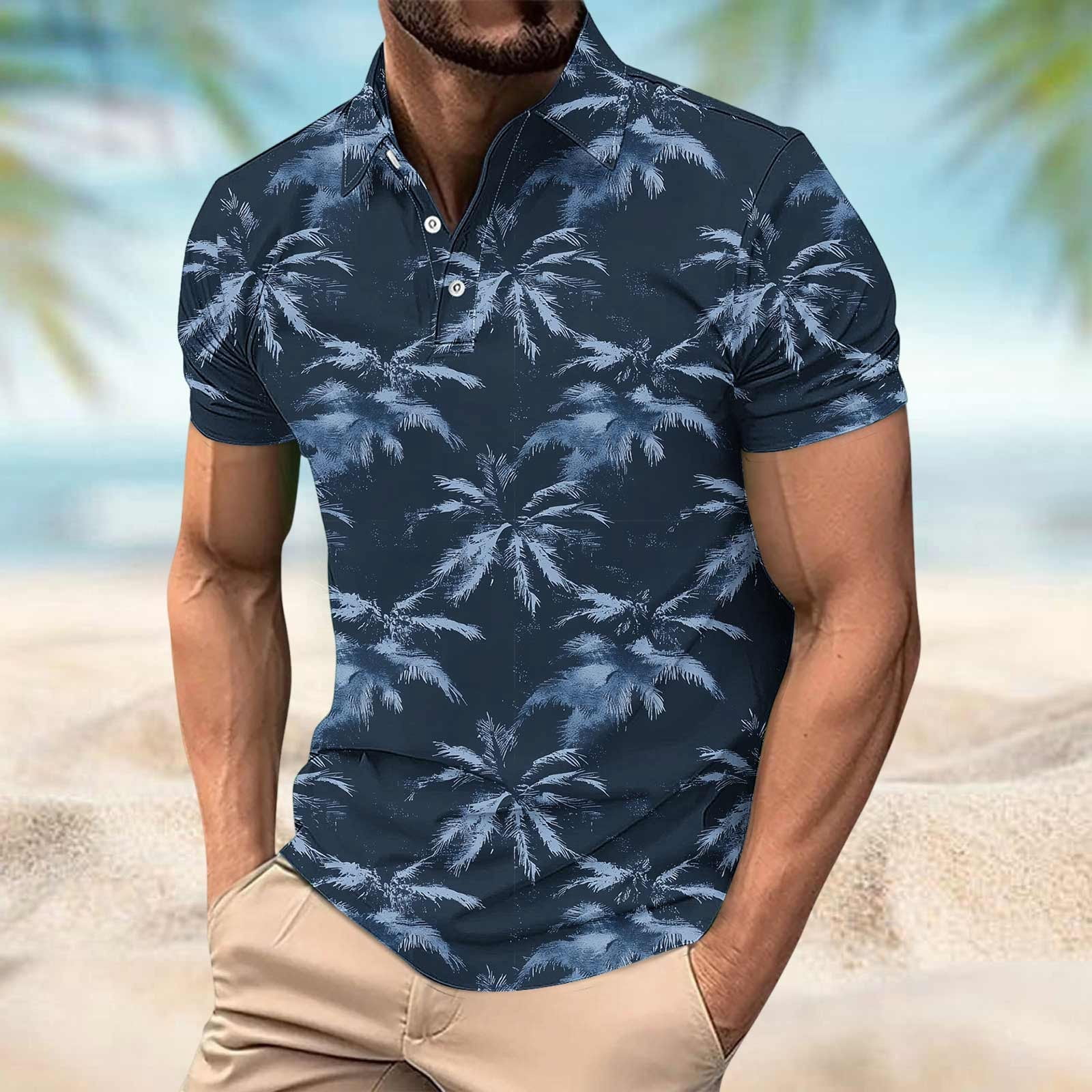 BVOFAR Cuban Hawaiian Shirts for Men Big and Tall Henley Short Sleeve T ...