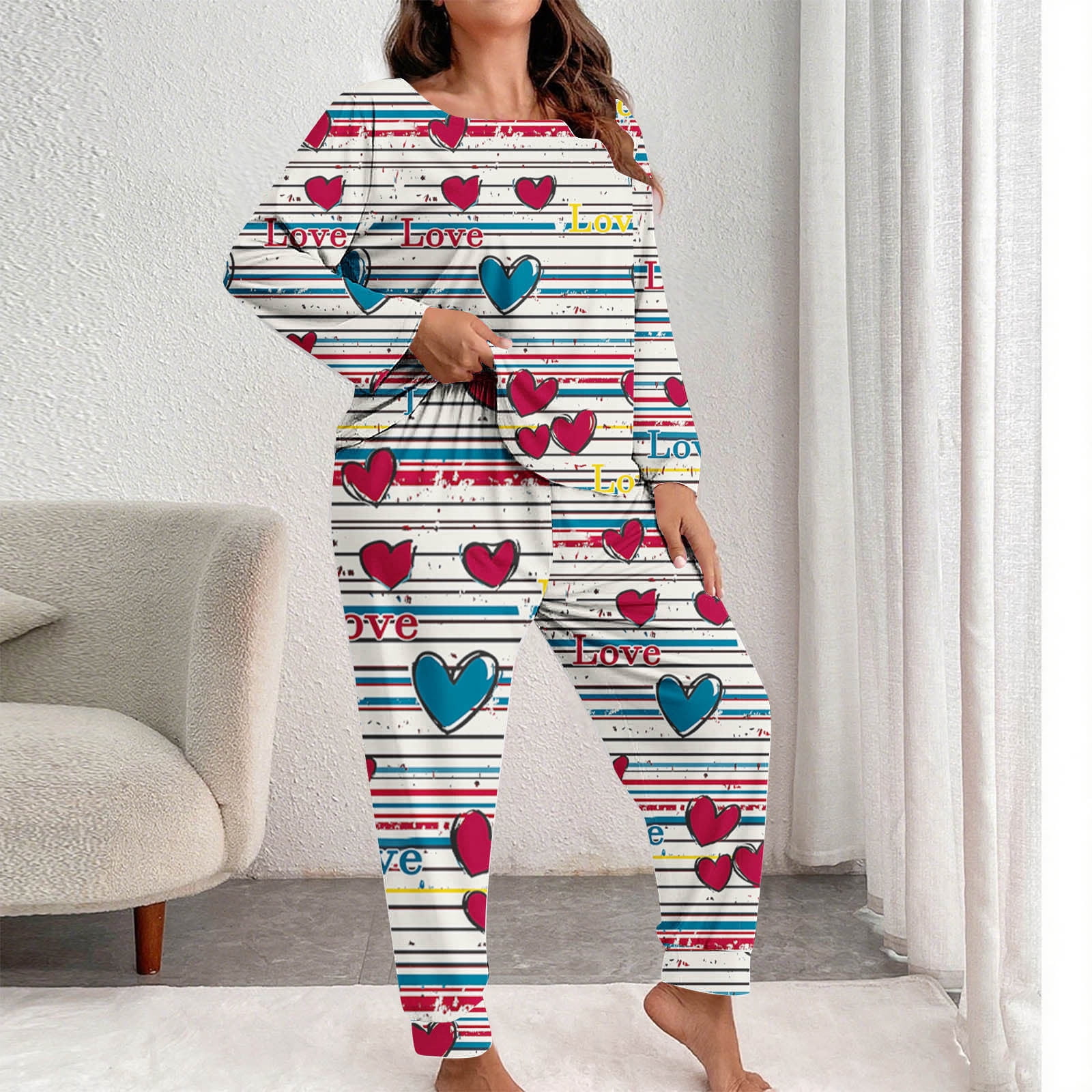 BVOFAR Cute Womens Fall Pajamas Comfy Plus Size 2 Piece Loungewear Sets ...