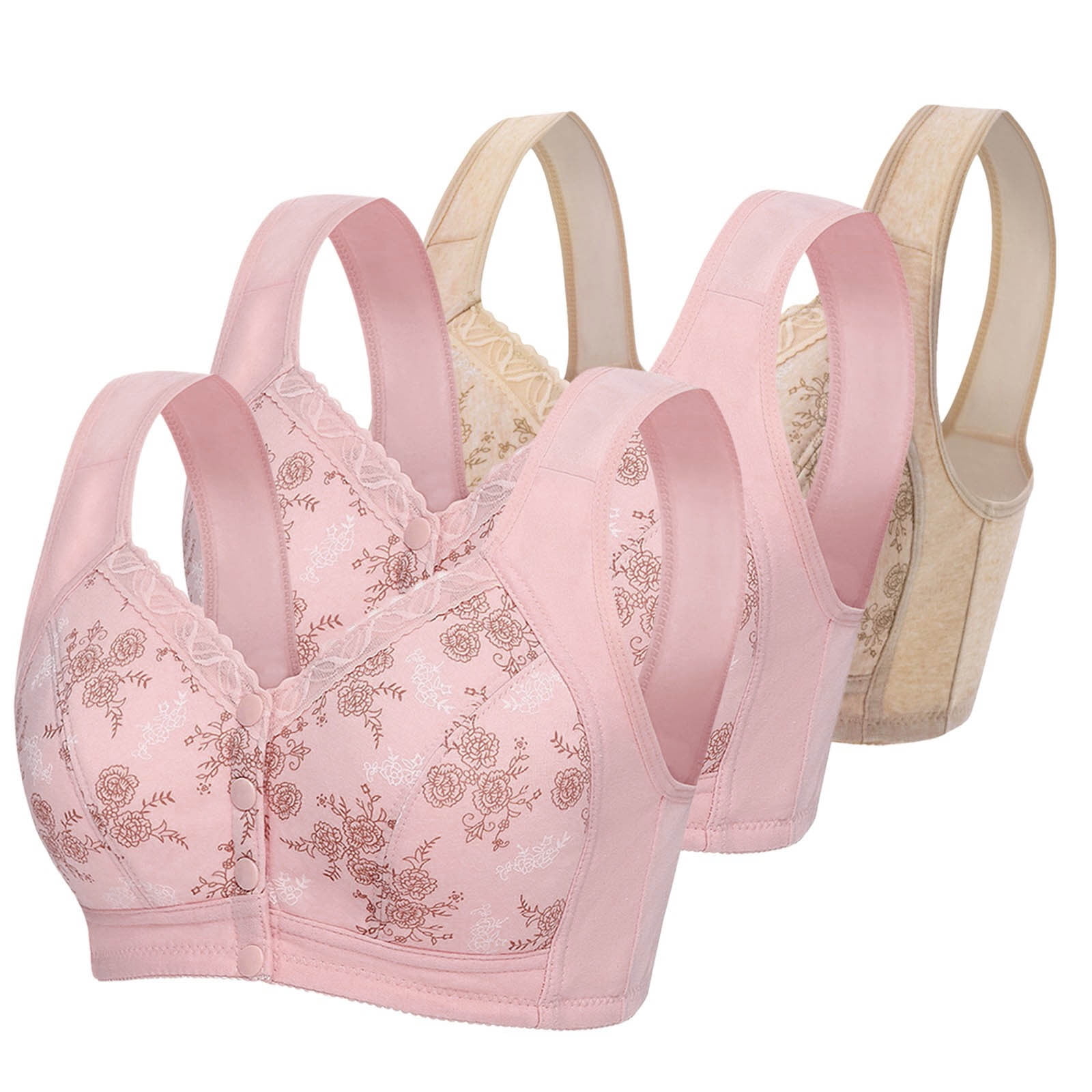 BVOFAR Daisy Bra for Older Women Front Closure Plus Size No Wire Bras ...