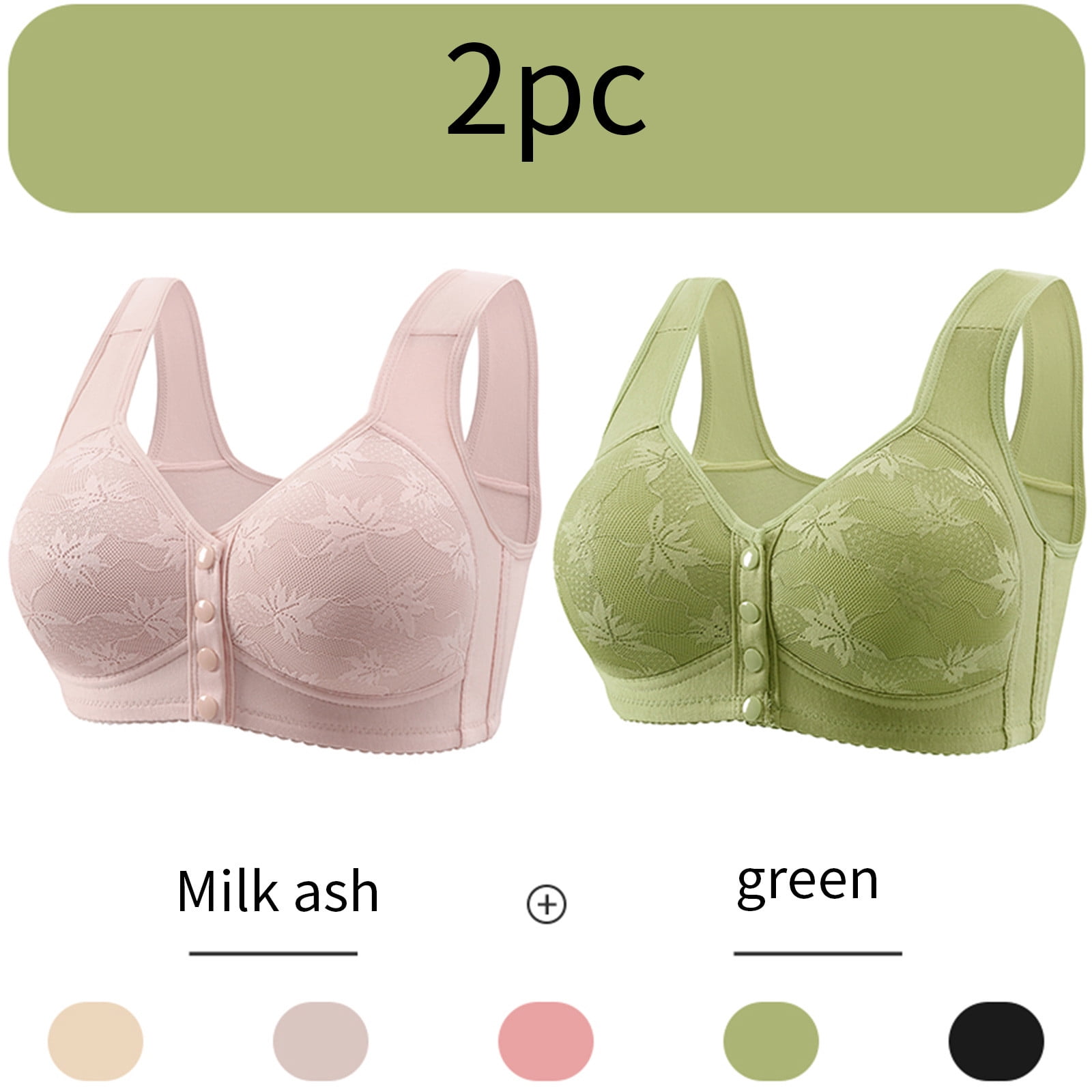 BVOFAR Daisy Bra for Women Front Closure Bras 2 Pcs Plus Size No Wire ...