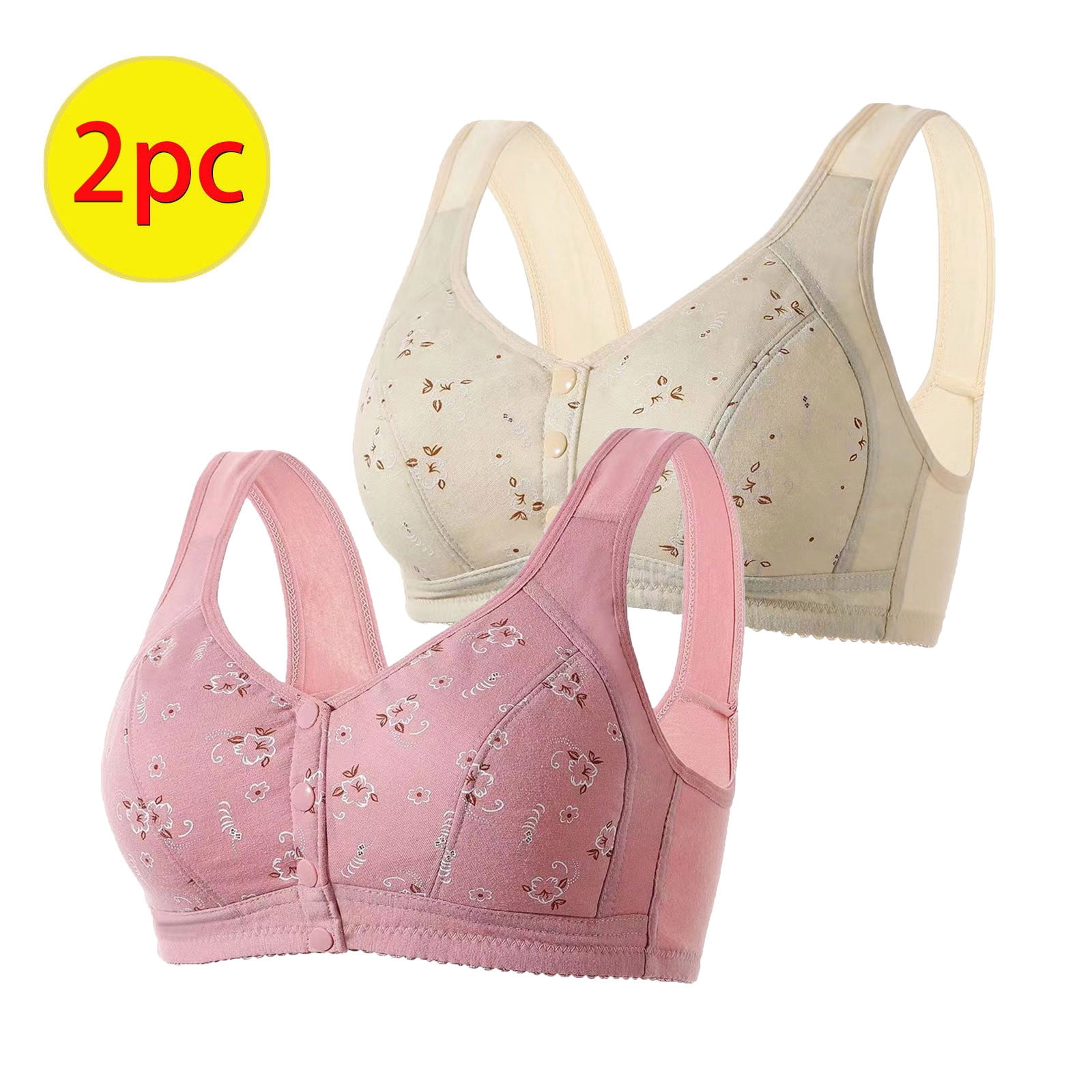 BVOFAR Daisy Bras for Older Women Full Coverage Front Closure Bra No Underwire Breathable Bras ...