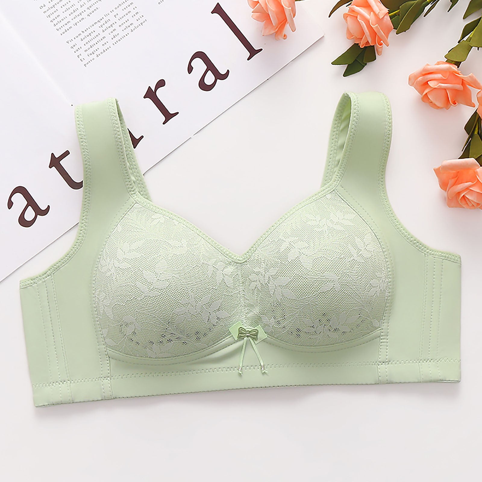 BVOFAR Daisy Bras for Older Women No Underwire Bra Soft Comfy Cotton ...