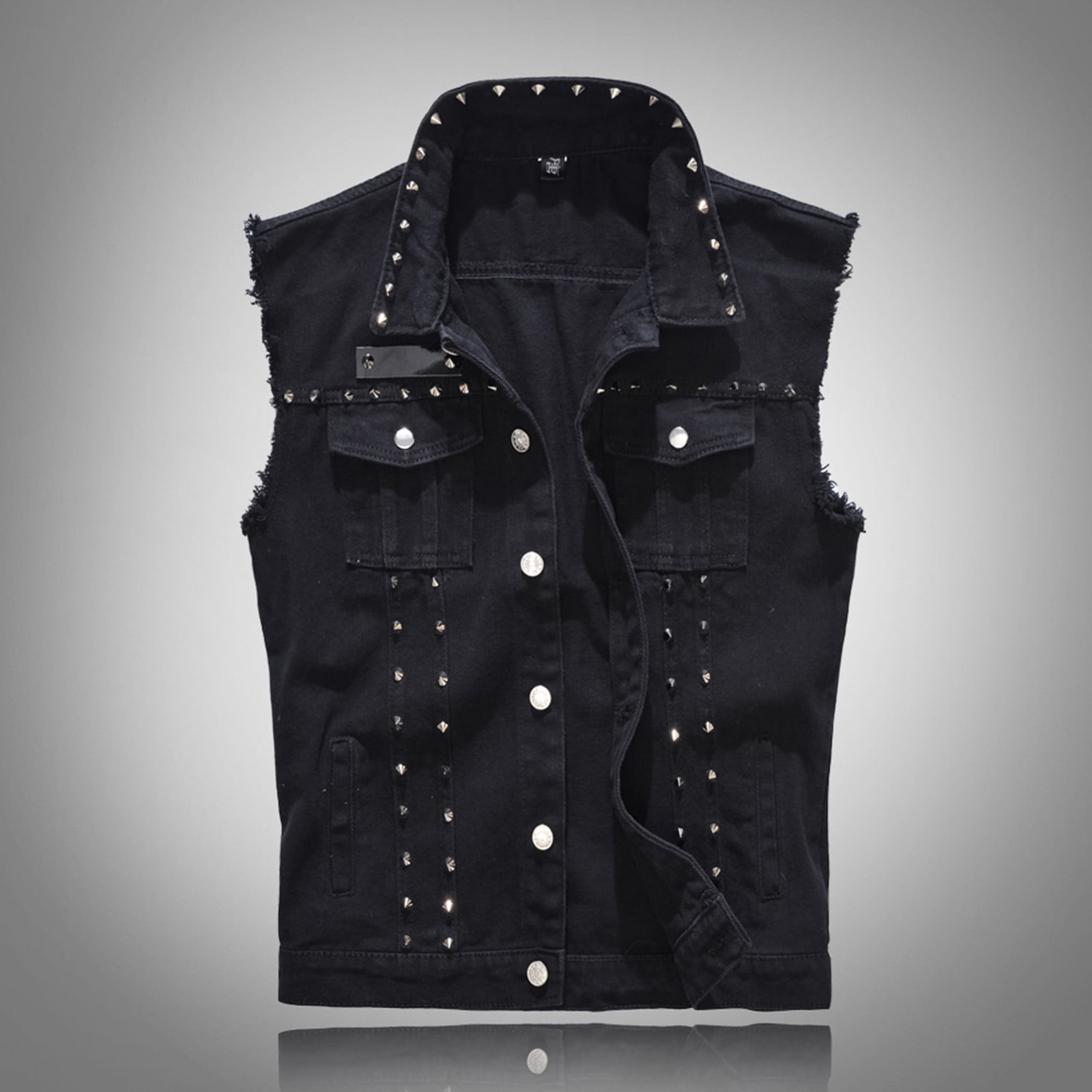 BVOFAR Denim Vest Jackets for Men Big and Tall Sleeveless Ripped Jean ...