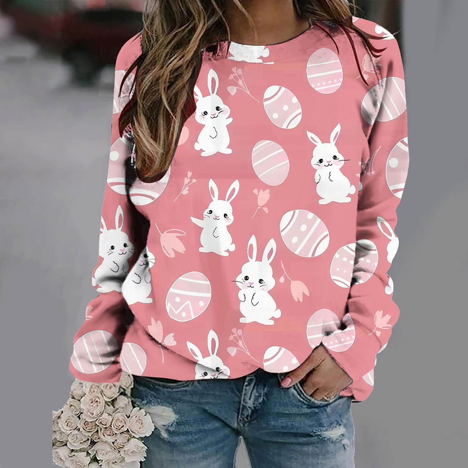 BVOFAR Easter Tops for Women Casual Loose Crew Neck T-Shirts Long ...