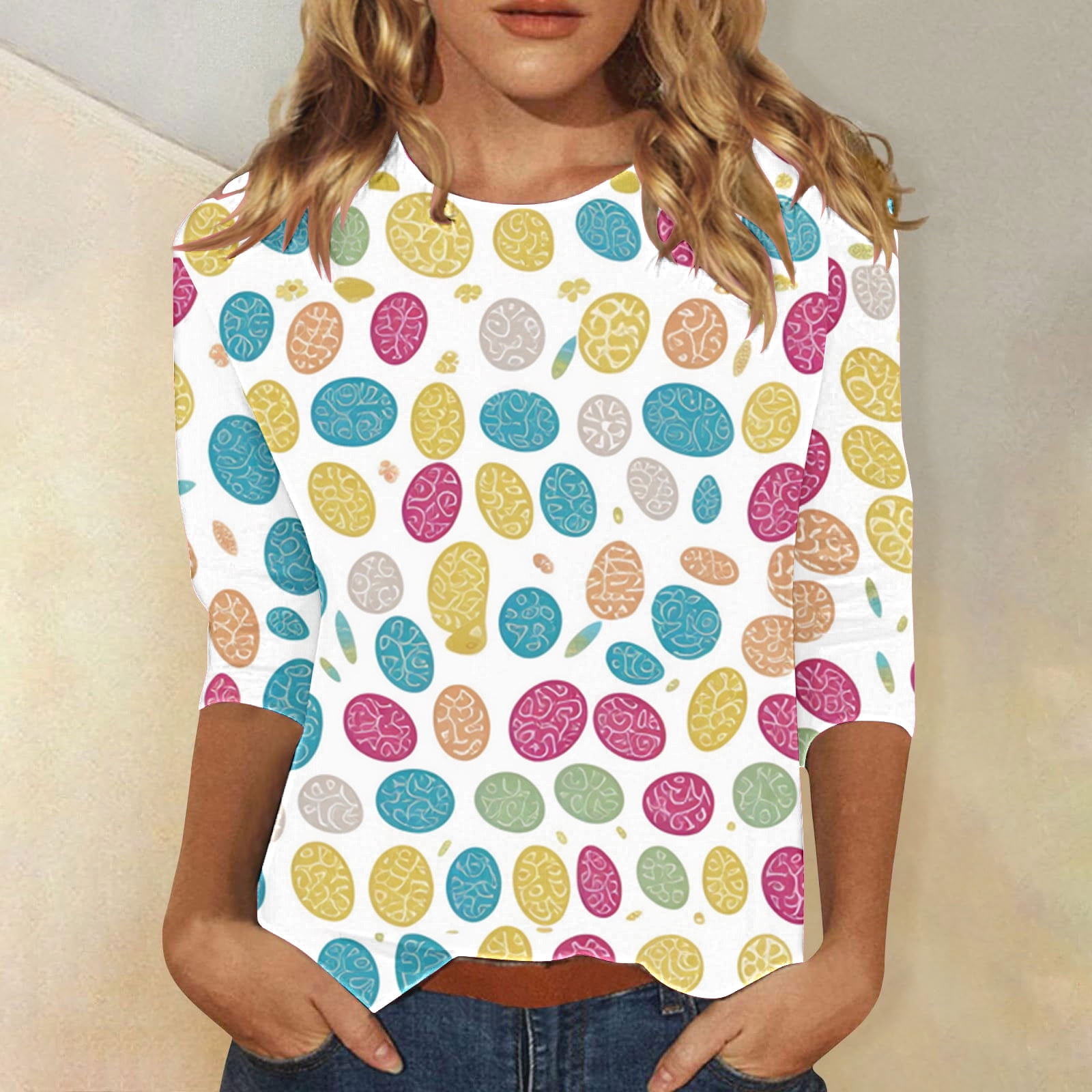 BVOFAR Happy Easter Day Tops for Women Cute Funny Eggs Print Shirts ...