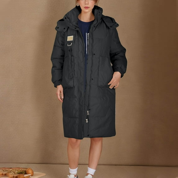 BVOFAR Long Puffer Coats for Women Warm Thicken Hooded Quilted Jacket ...