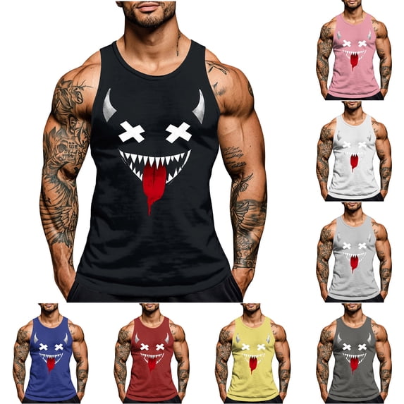 BVOFAR Men's Athletic Tank Tops Big and Tall Gym Workout Shirts X Eyes ...