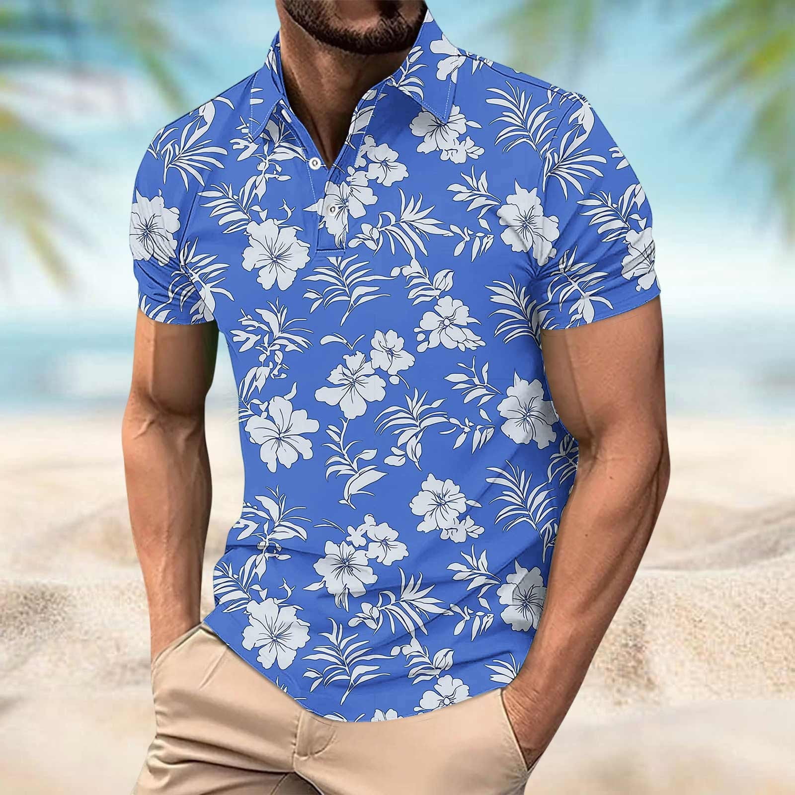 BVOFAR Men's Big and Tall Hawaiian Shirts Cuban Tropical Print Shirt ...