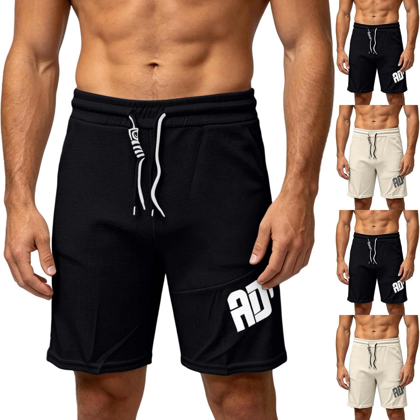 BVOFAR Men's Graphic Workout Shorts Casual Summer Elastic Waist Shorts ...