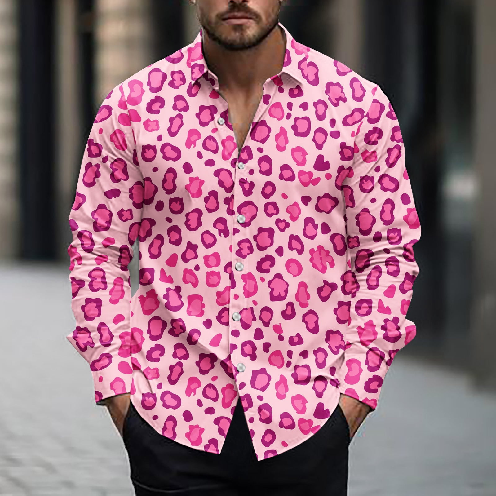 BVOFAR Men's Leopard Print Shirts Novelty Button Down Shirt Loose Fit ...