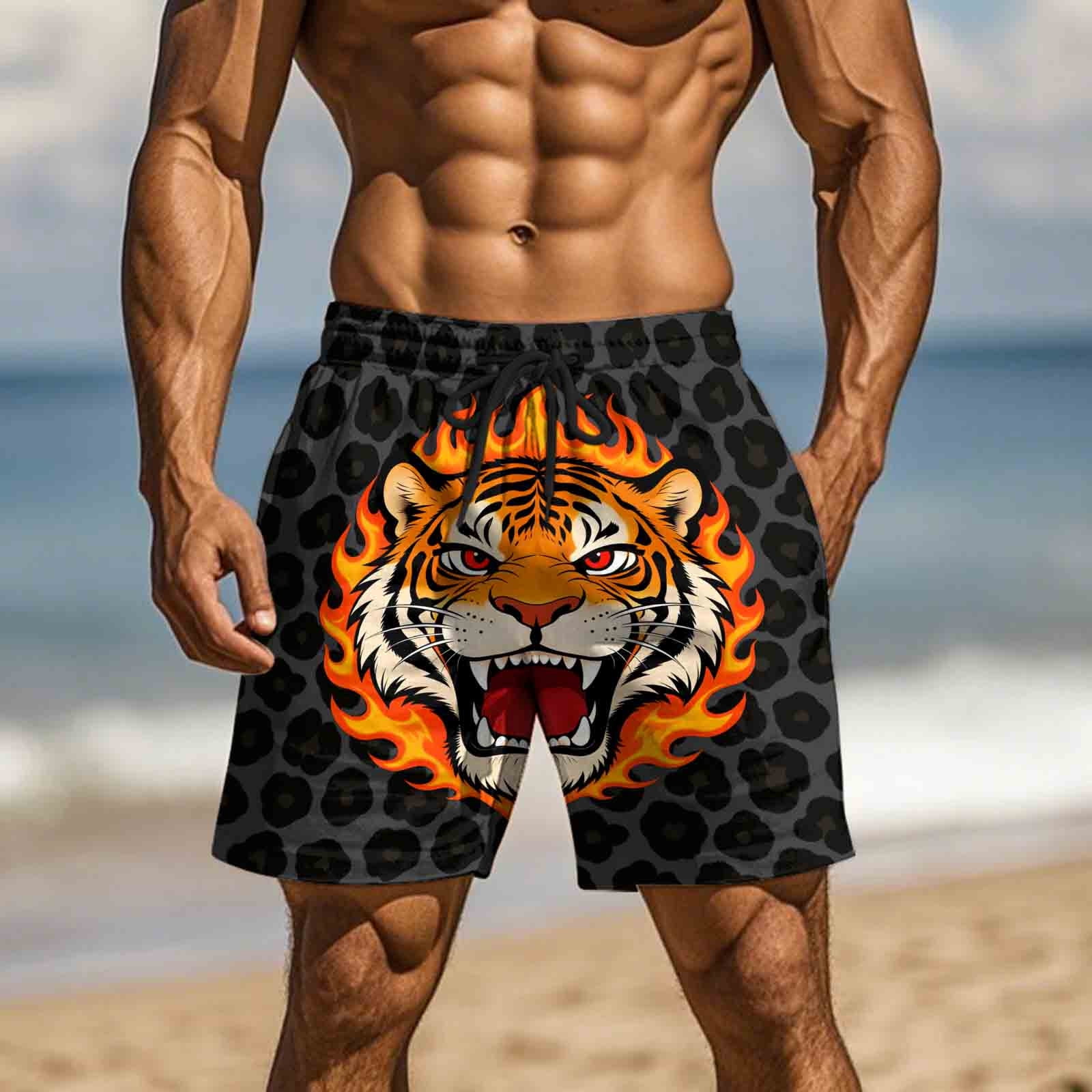 BVOFAR Men's Quick Dry Swim Trunks Big and Tall Novelty Animal Print ...