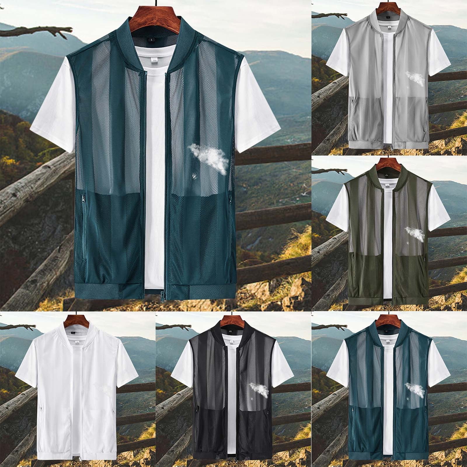 BVOFAR Men's Summer Casual Vests Big and Tall Breathable Mesh Cycling ...