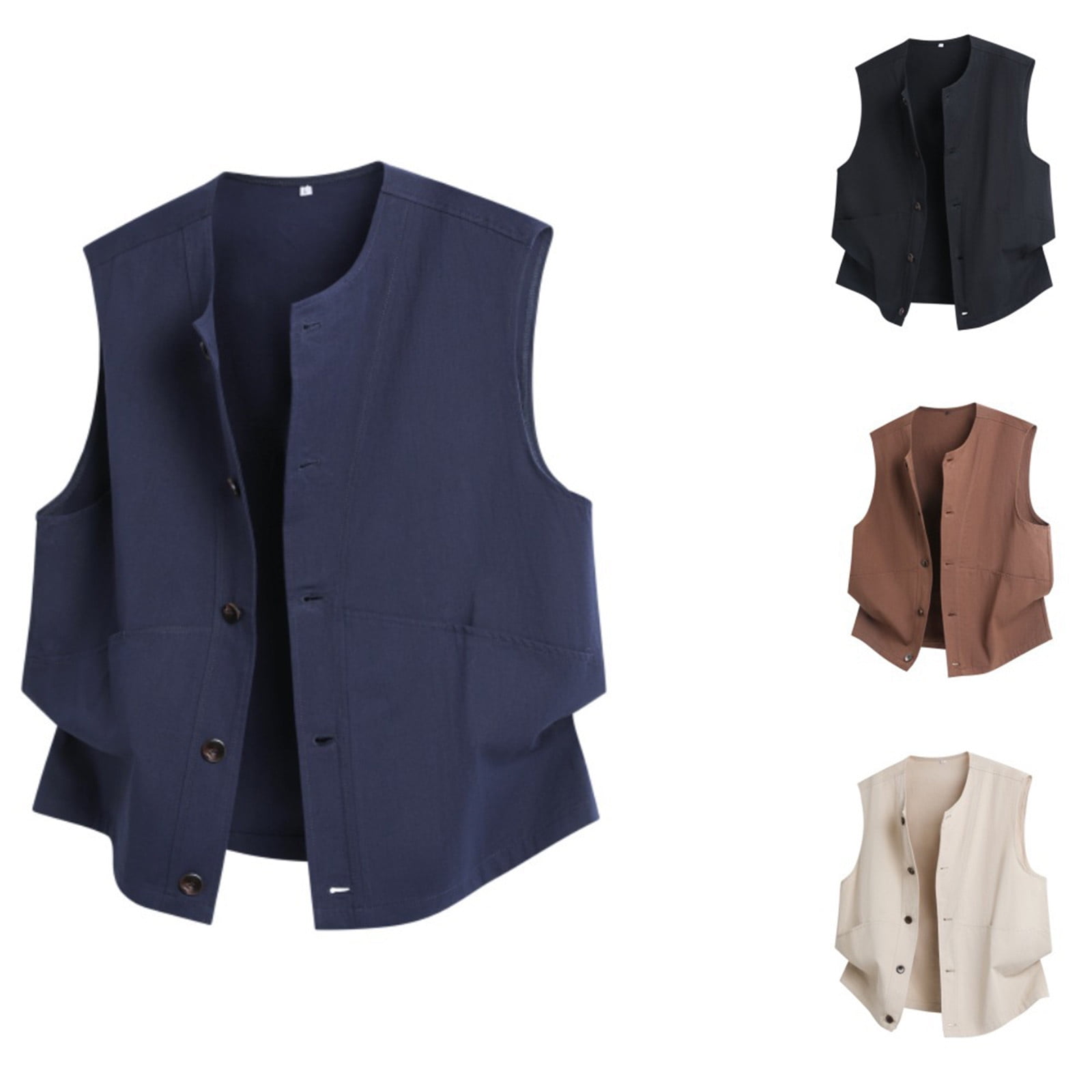 BVOFAR Men's Summer Casual Vests Dressy Button Down Waistcoats Jackets ...